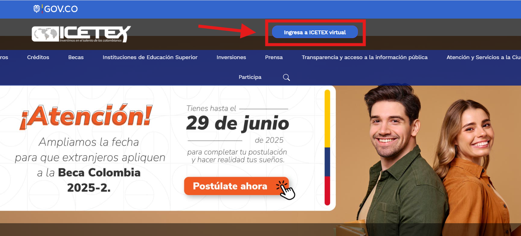 Icetex: Inscripción, Consulta de resultados y pagos - Prosperidad Social